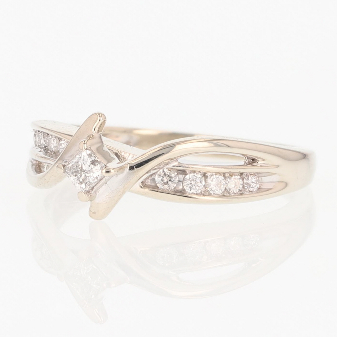 .22ctw Princess Cut Diamond Bypass Engagement Ring 10k White Gold Size 7.5