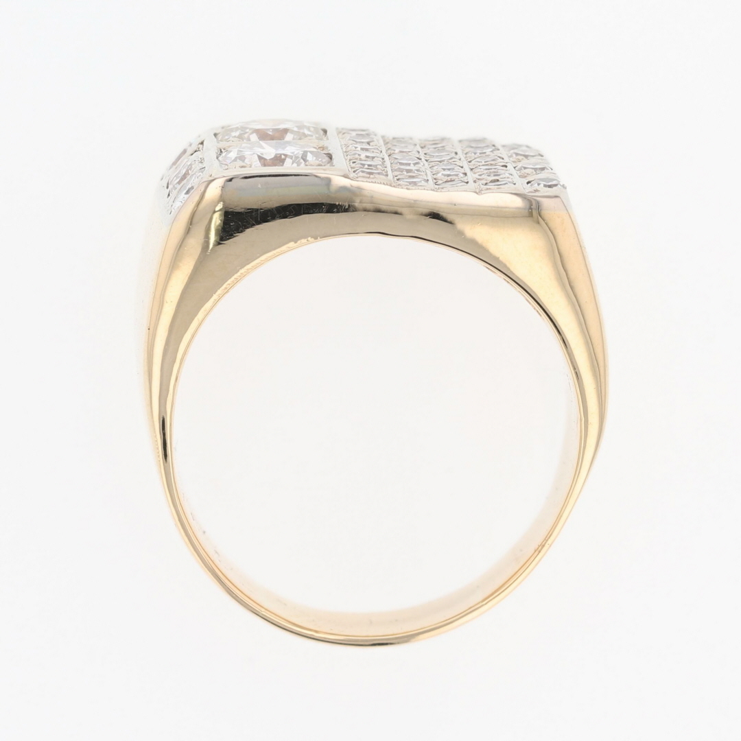 2.28ctw Round Cut Diamond Signet Statement Ring 14k Multi-Tone Gold ...