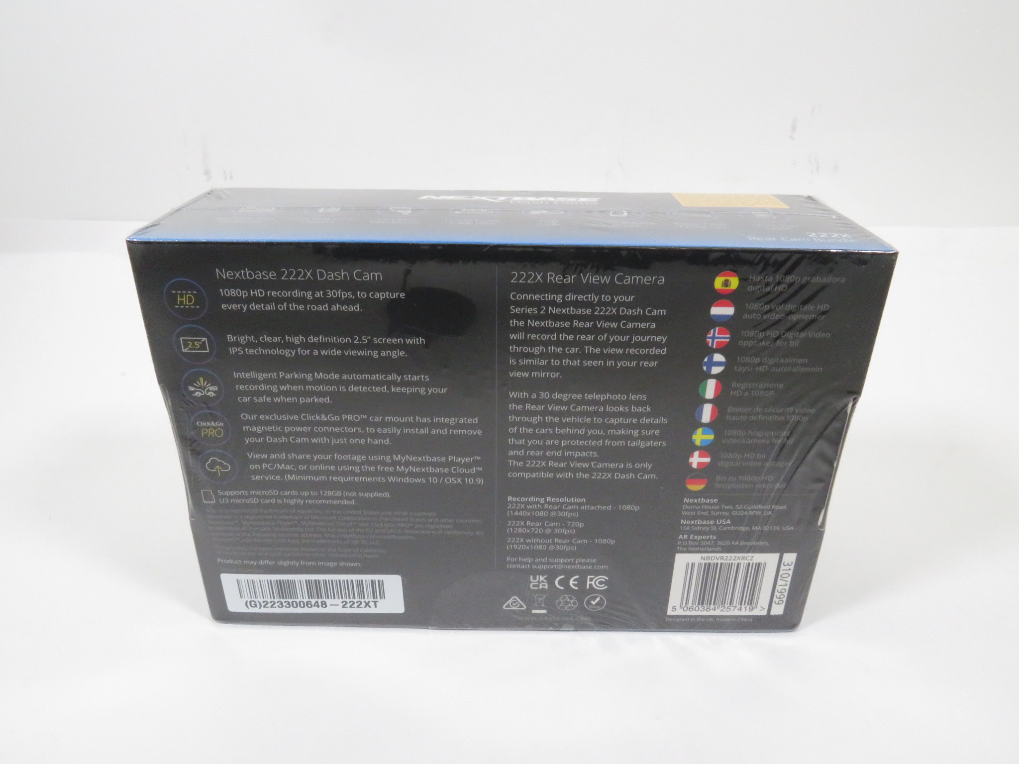 Nextbase 222X 2.5" Screen 1080p HD Video Rear Camera Bundle