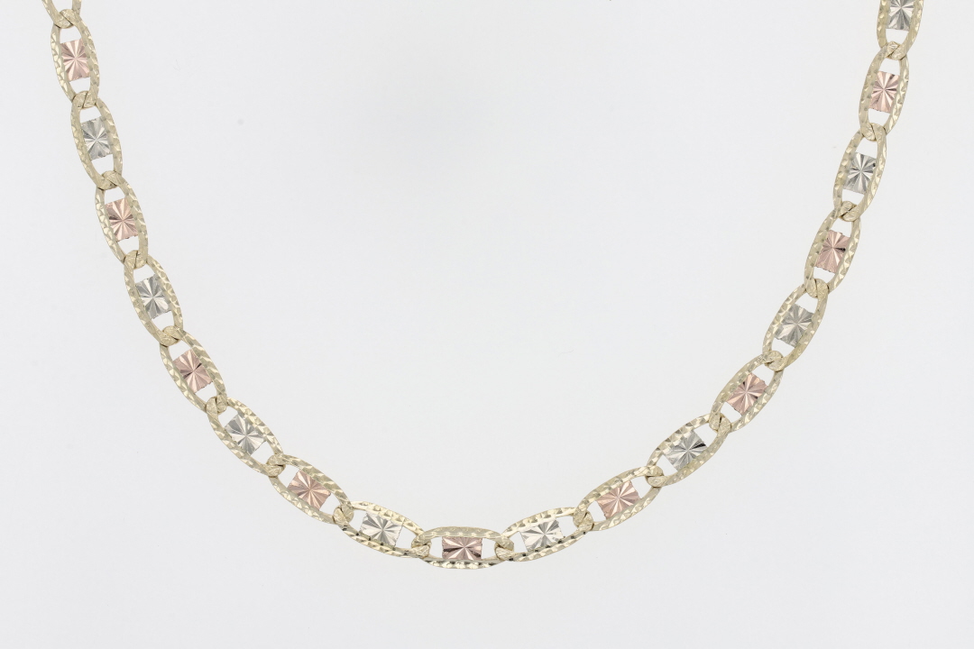 3.3mm Diamond-Cut Anchor Link Chain 20" Necklace 10k Multi-Tone Gold 6. ...