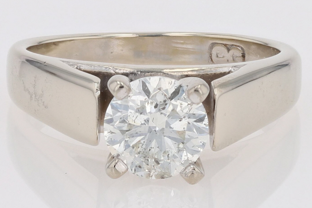 1.03ct Round Cut Diamond Solitaire Engagement Ring 14k White Gold Size 5