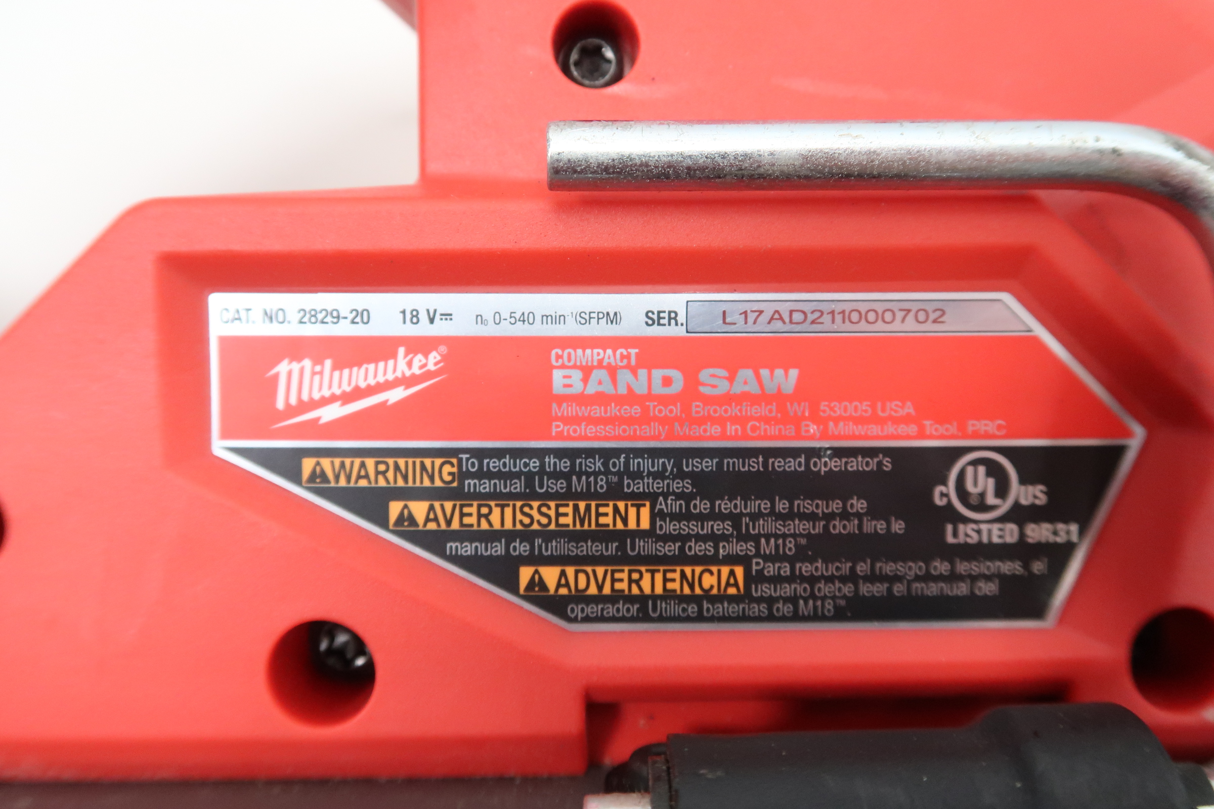 Milwaukee 2829-20 18V Lithium-Ion Brushless Cordless Compact Bandsaw