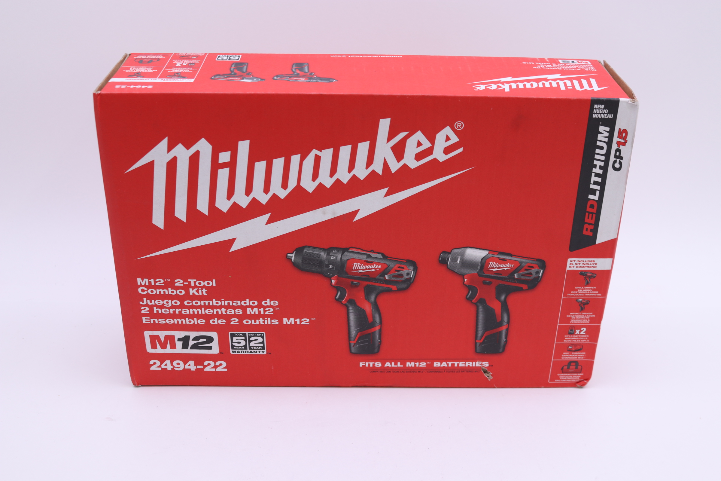 Milwaukee 2494-22 12V Lithium-Ion Drill Driver/Impact Driver Drill ...