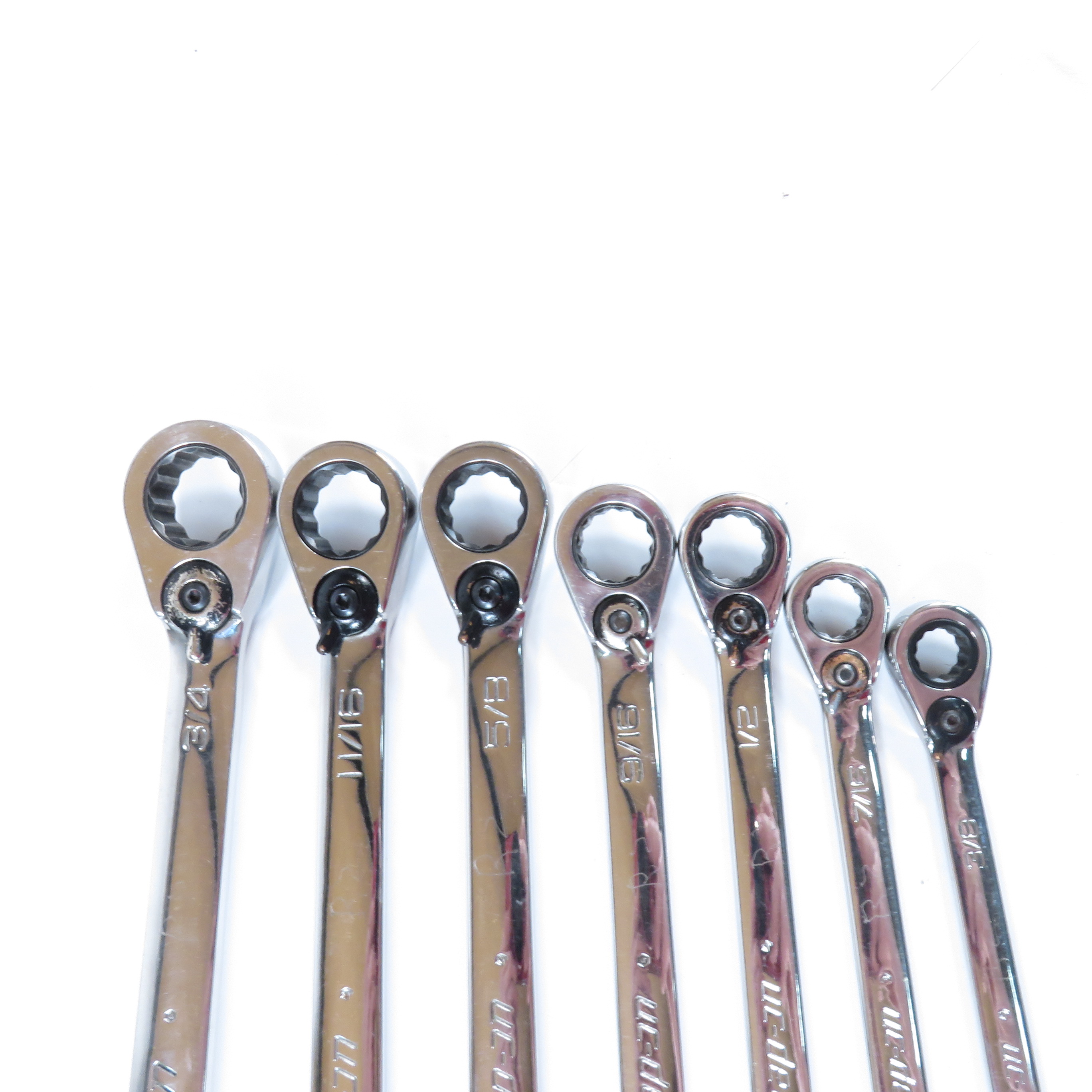 Snap-on Tools 7pc 12-Point Flank Drive Plus Ratcheting Combination Wrench Set