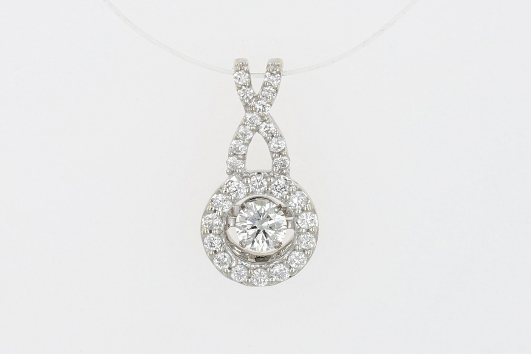 .32ctw Round Cut Diamond In Motion Halo Pendant without Chain 14k White ...
