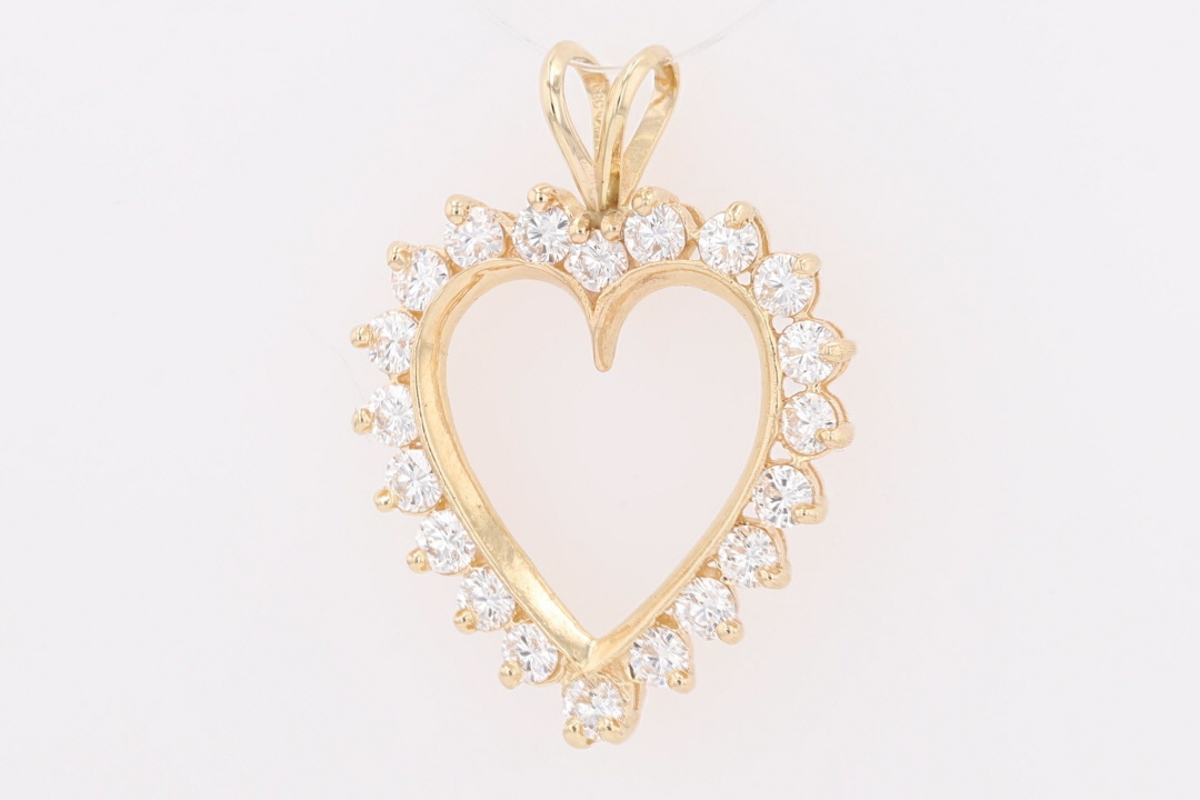 1.52ctw Round Cut Diamond Heart Pendant without Chain 14k Yellow Gold 4 ...