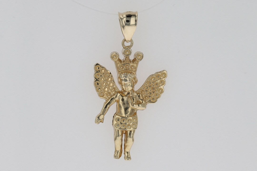 Religious Angel Statement Pendant without Chain 10k Yellow Gold 2.28 Grams