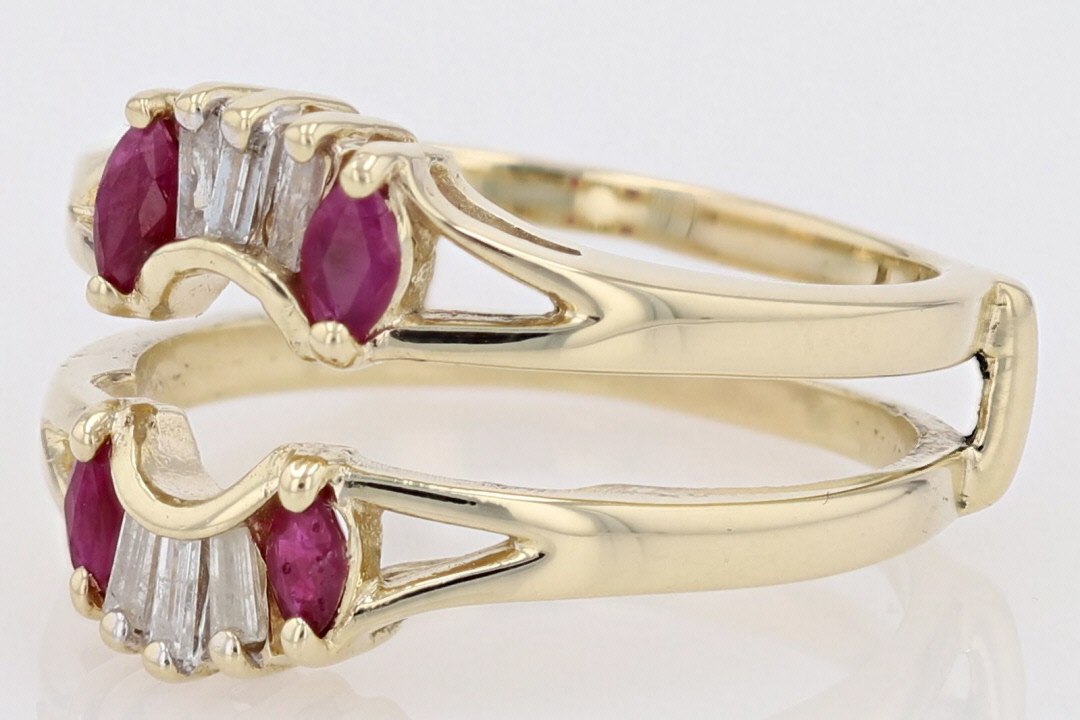 .34ctw Round Diamond & Ruby Enhancer Wedding Band Ring 14k Yellow Gold ...