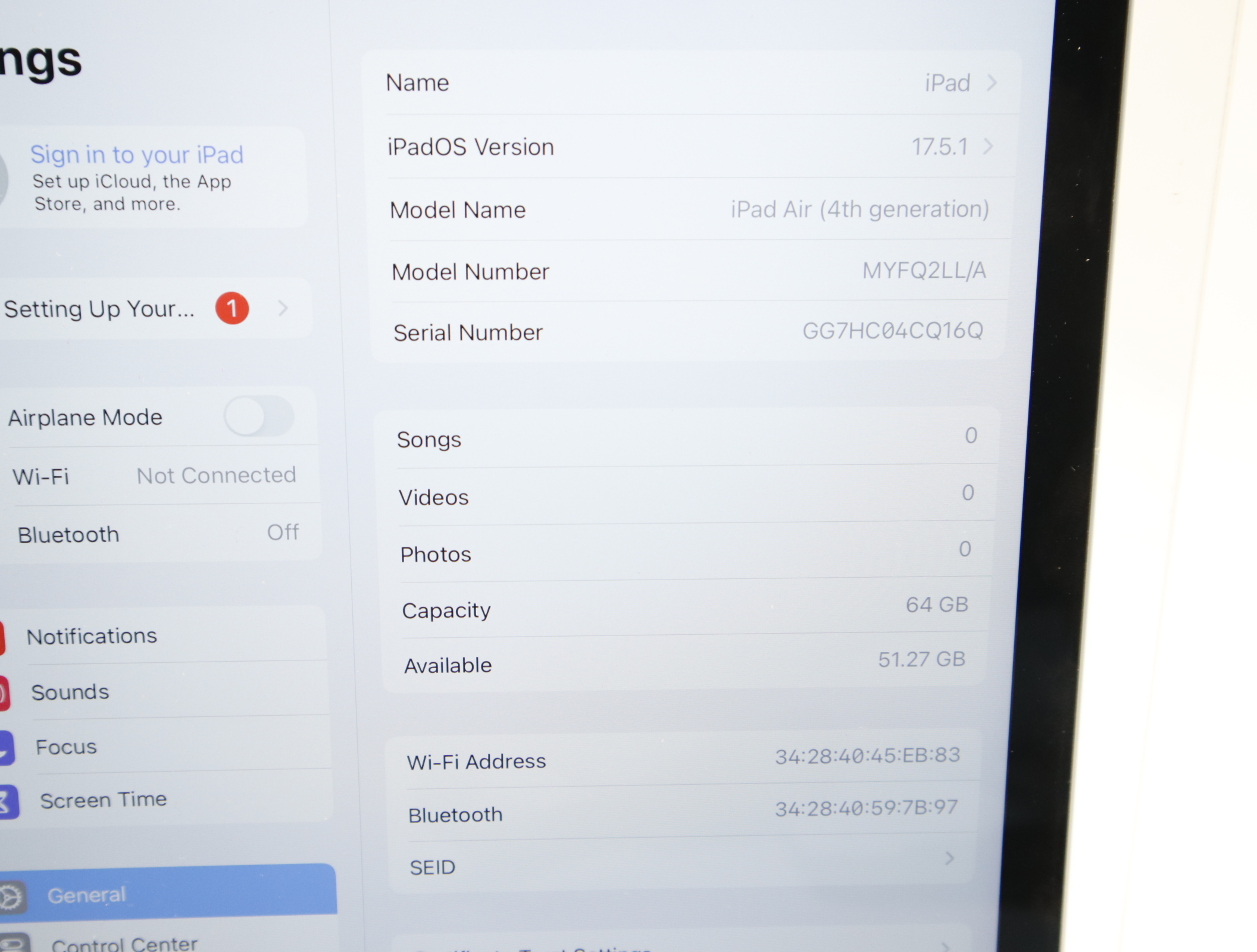 Apple iPad Air MYFQ2LL/A A2316 4th Gen 64GB 10.9" Display Sky Blue Wifi ...