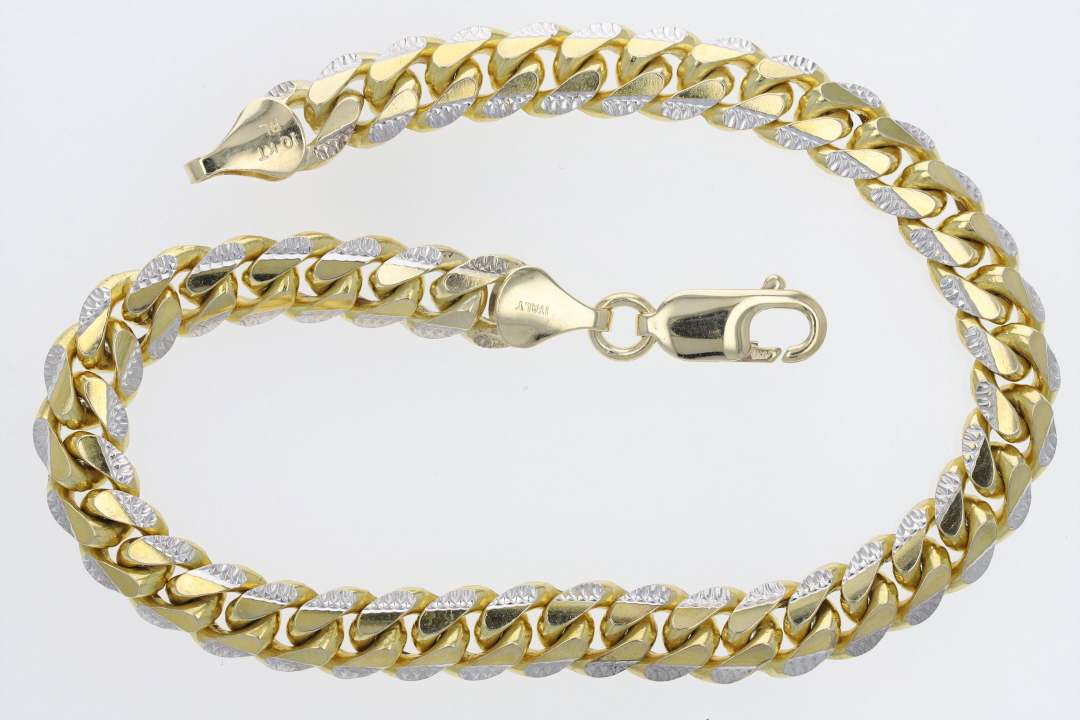 7mm Diamond Cut Cuban Link Chain 8.5" Bracelet 10k Multi-Tone Gold 23. ...