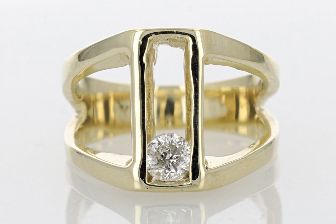.39ct Round Cut Diamond Sliding Solitaire Statement Ring 14k Yellow ...