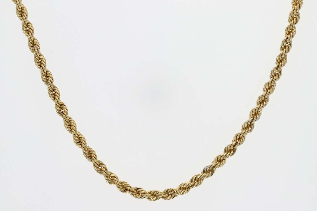 3.9mm Rope Link Chain 22" Necklace 10k Yellow Gold Türkiye 7.44 Grams