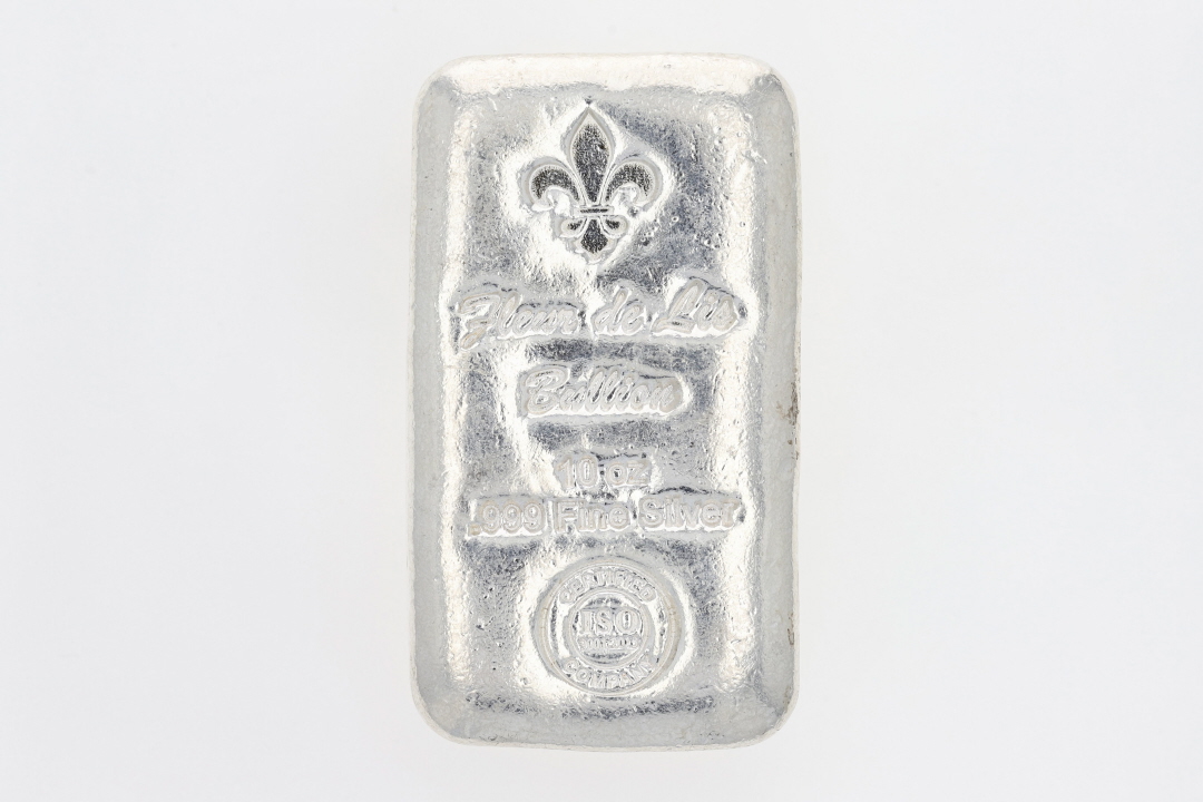 10 oz. Fleur de Lis Cast Poured .999 Fine Silver Bullion