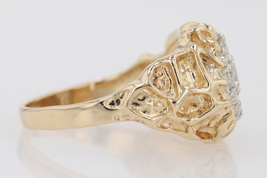 1.75ctw Diamond Cluster Nugget Statement Ring 14k Multi-Tone Gold Size ...