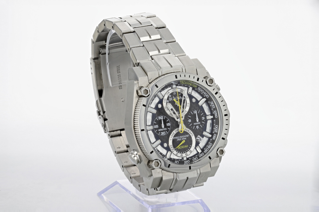 Bulova Icon Precisionist 46mm Black Dial Chronograph Stainless Steel ...