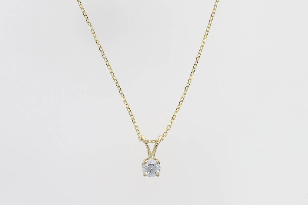 .25ct Lab-Created Diamond Solitaire Pendant on 18" Necklace 10k Yellow Gold