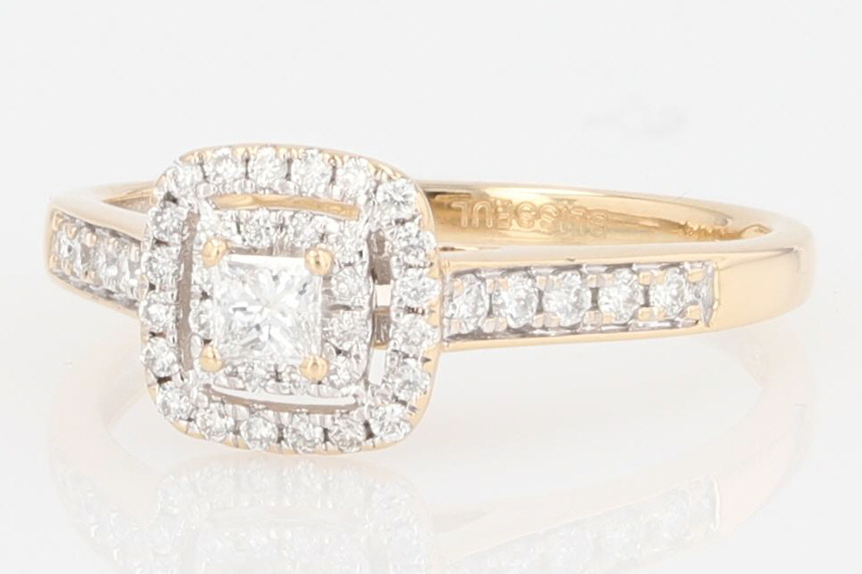 .49ctw Princess Diamond with Double Halo Engagement Ring 14k Yellow ...