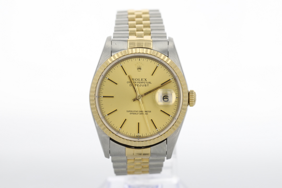 Rolex Datejust 36mm Gold Dial Yellow Gold and Stainless Steel Men's ...