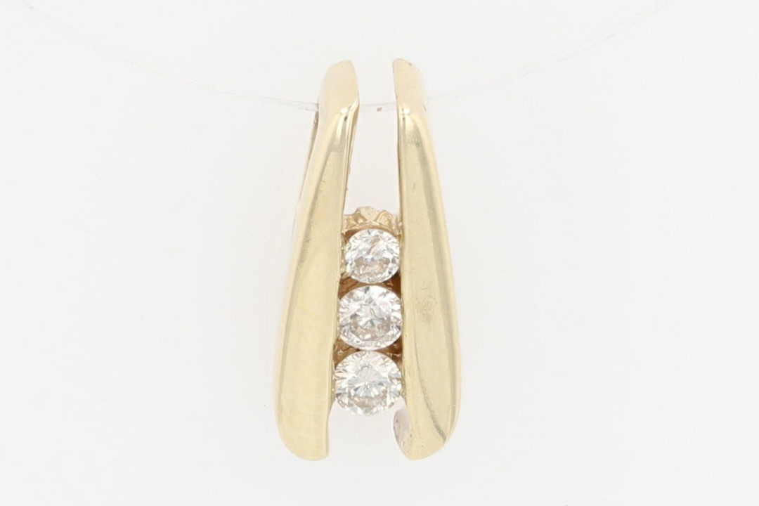 0.19ctw Round Cut Diamond Channel-Set Pendant without Chain 10k Yellow Gold