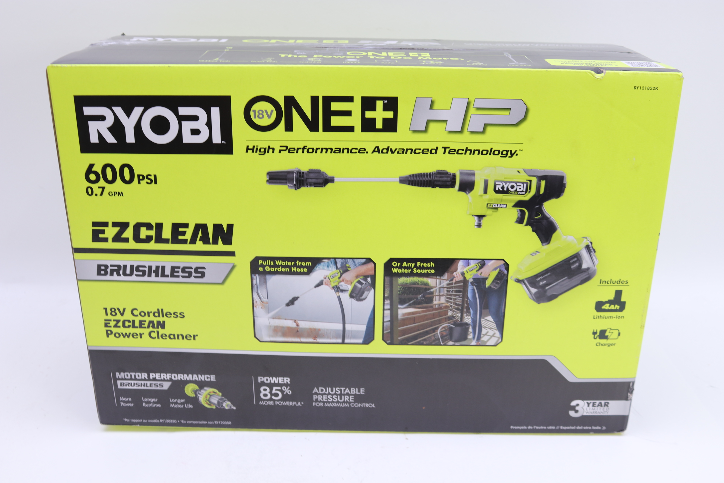 Ryobi RY121852K ONE+ HP 18V Brushless EZClean Cordless Cold Water Power ...