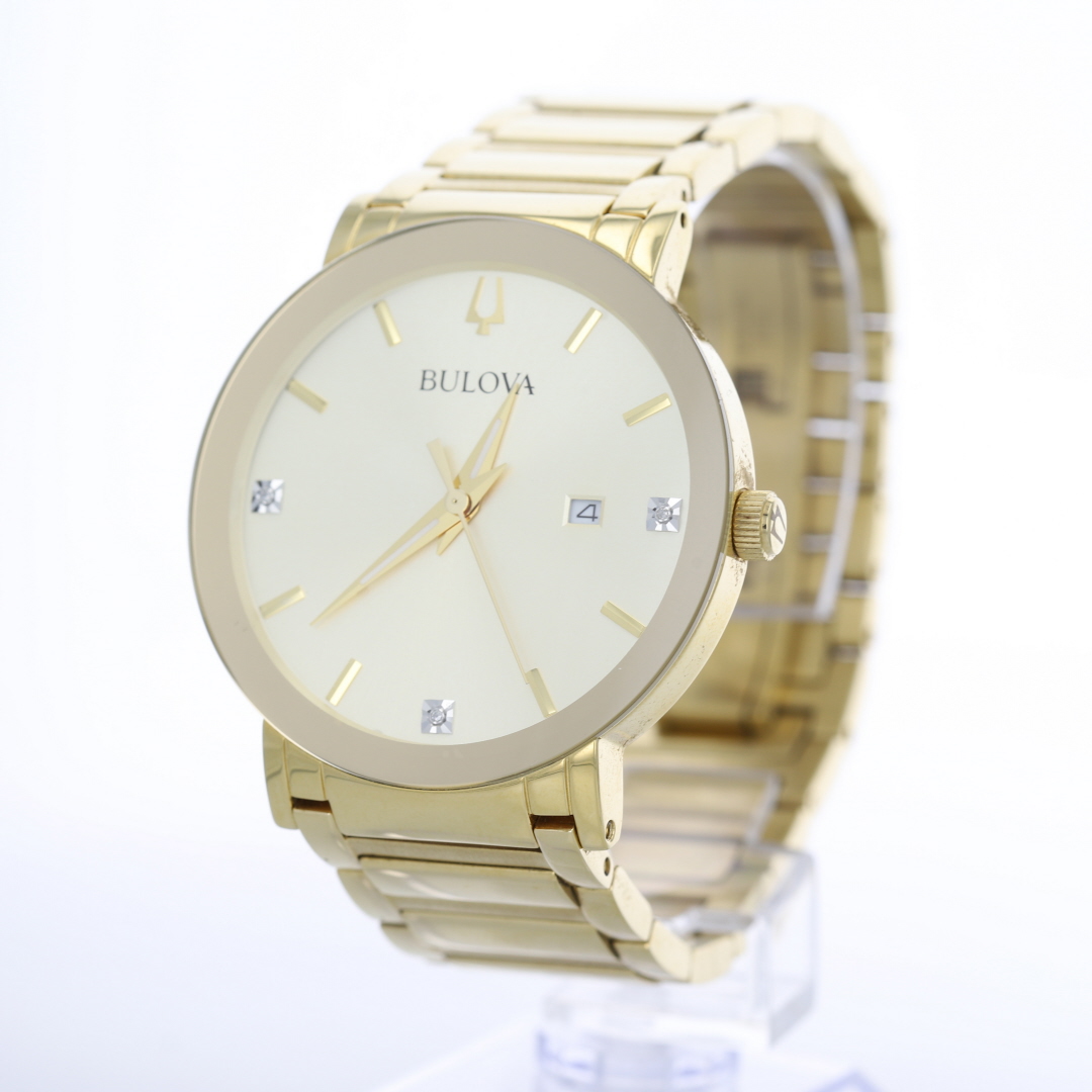 Bulova Futuro Modern Diamond Accent Gold Dial Stainless Steel Men's ...