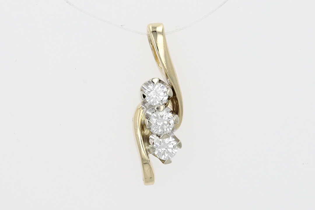 .50ctw Round Cut Diamond Three-Stone Pendant without Chain 14k Multi ...