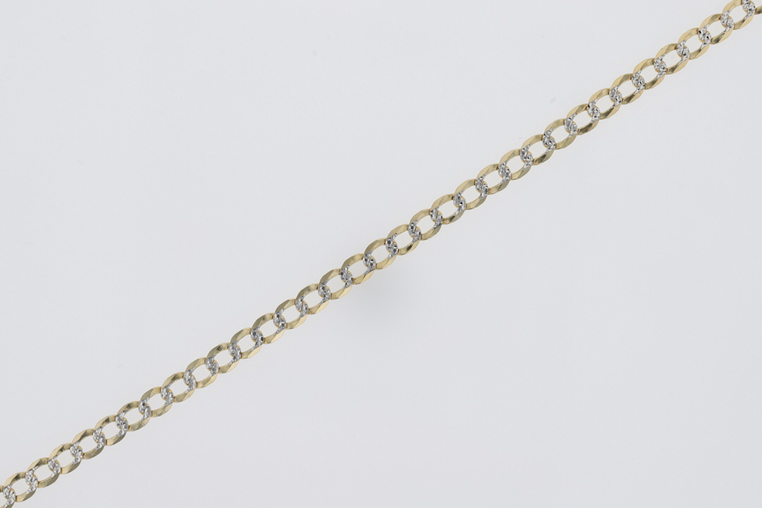 4mm Diamond Cut Curb Link Chain 19.75" Necklace 14k Multi-Tone Gold 7. ...