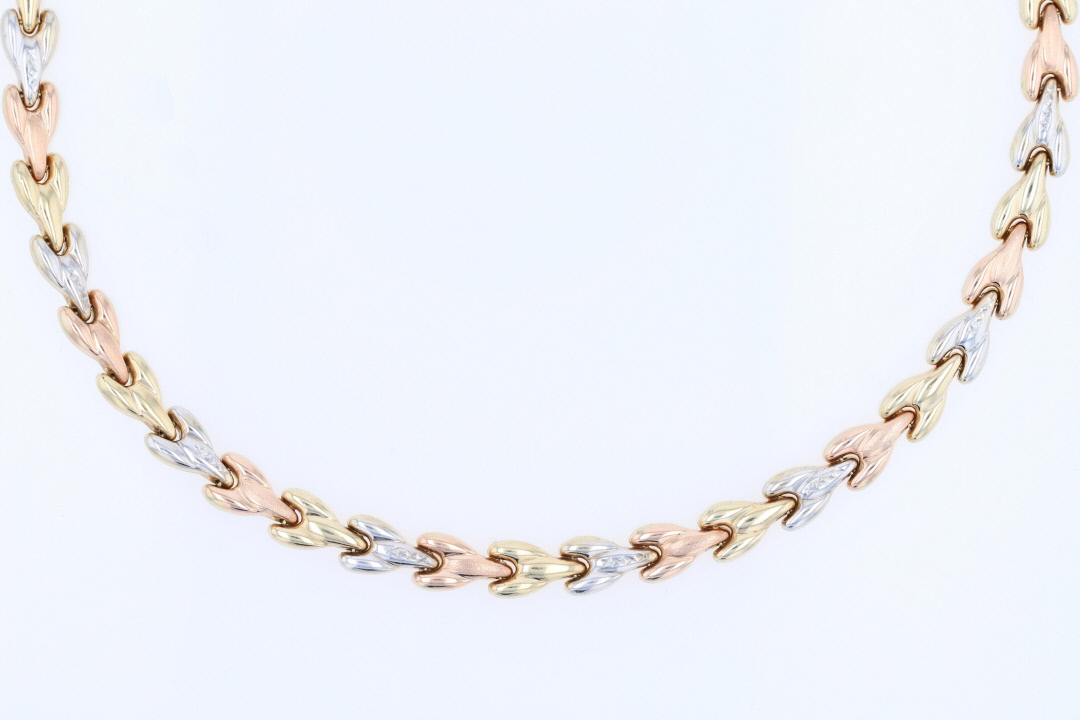 6.7mm Fancy Link Chain 17" Necklace 10k Multi-Tone Gold Turkey 12.57 Grams