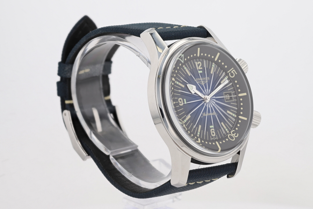 Longines Legend Diver Blue Dial 42mm Automatic Leather Strap Men's ...