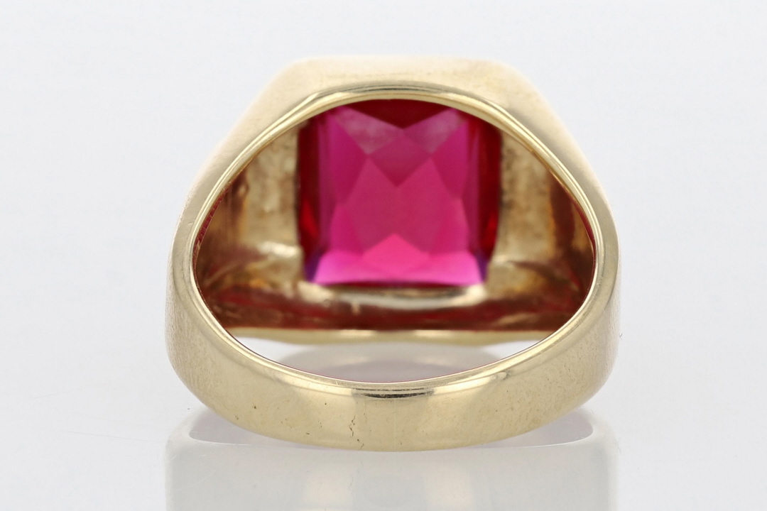 5.63ct Lab-Created Radiant Cut Ruby Solitaire Ring 10K Yellow Gold Size 8.5