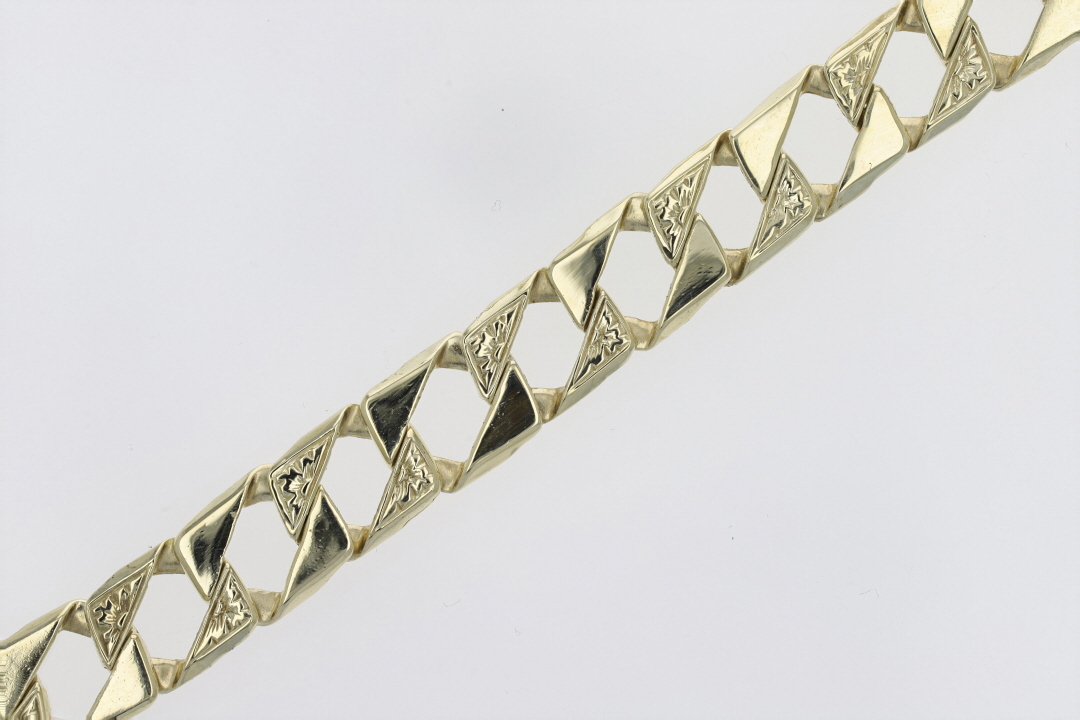 9.3mm Textured Fancy Curb Link Chain 22.75" Necklace 10k Yellow Gold 44 ...