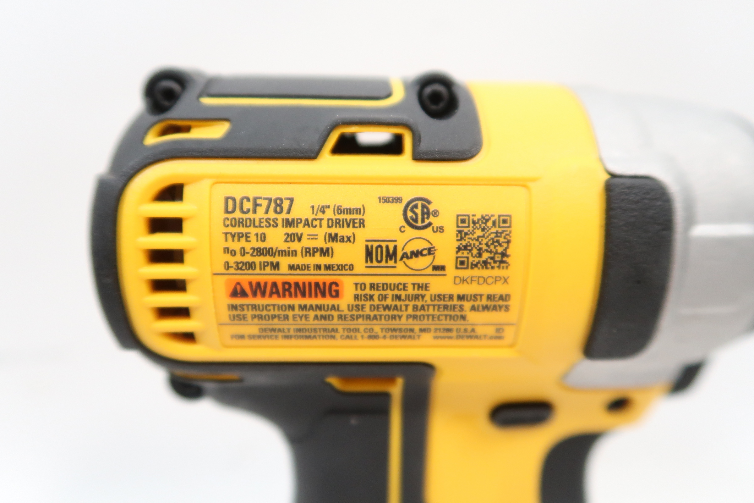 DeWalt DCF787 20-volt Max 1/4-in Brushless Cordless Impact Driver