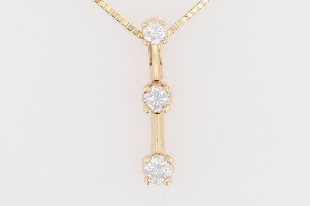 .23ctw Round Cut Diamond Three-Stone Pendant on 18.25" Necklace 14k ...