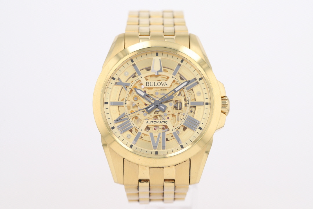 Bulova Sutton Gold 43mm Skeleton Dial Automatic Stainless Steel Men's Watch