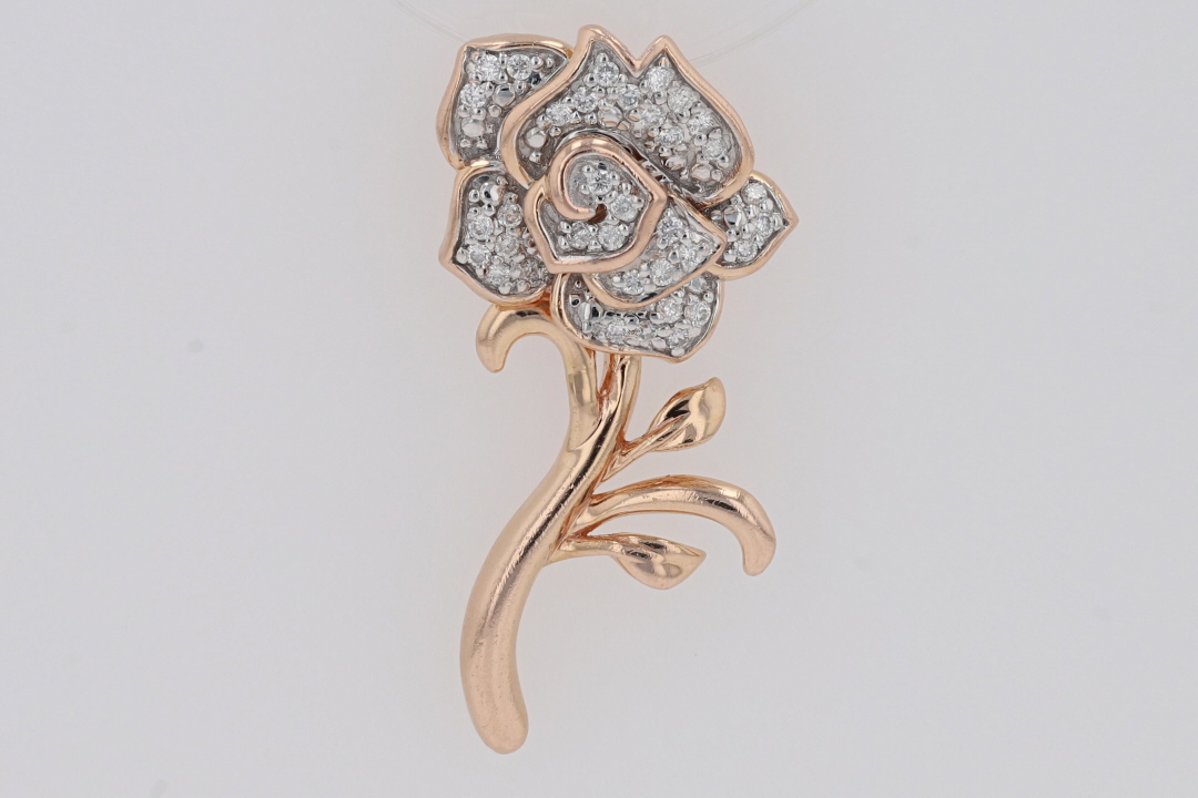 Enchanted Disney Belle .10ctw Round Diamond Rose Pendant w/o Chain 10k ...