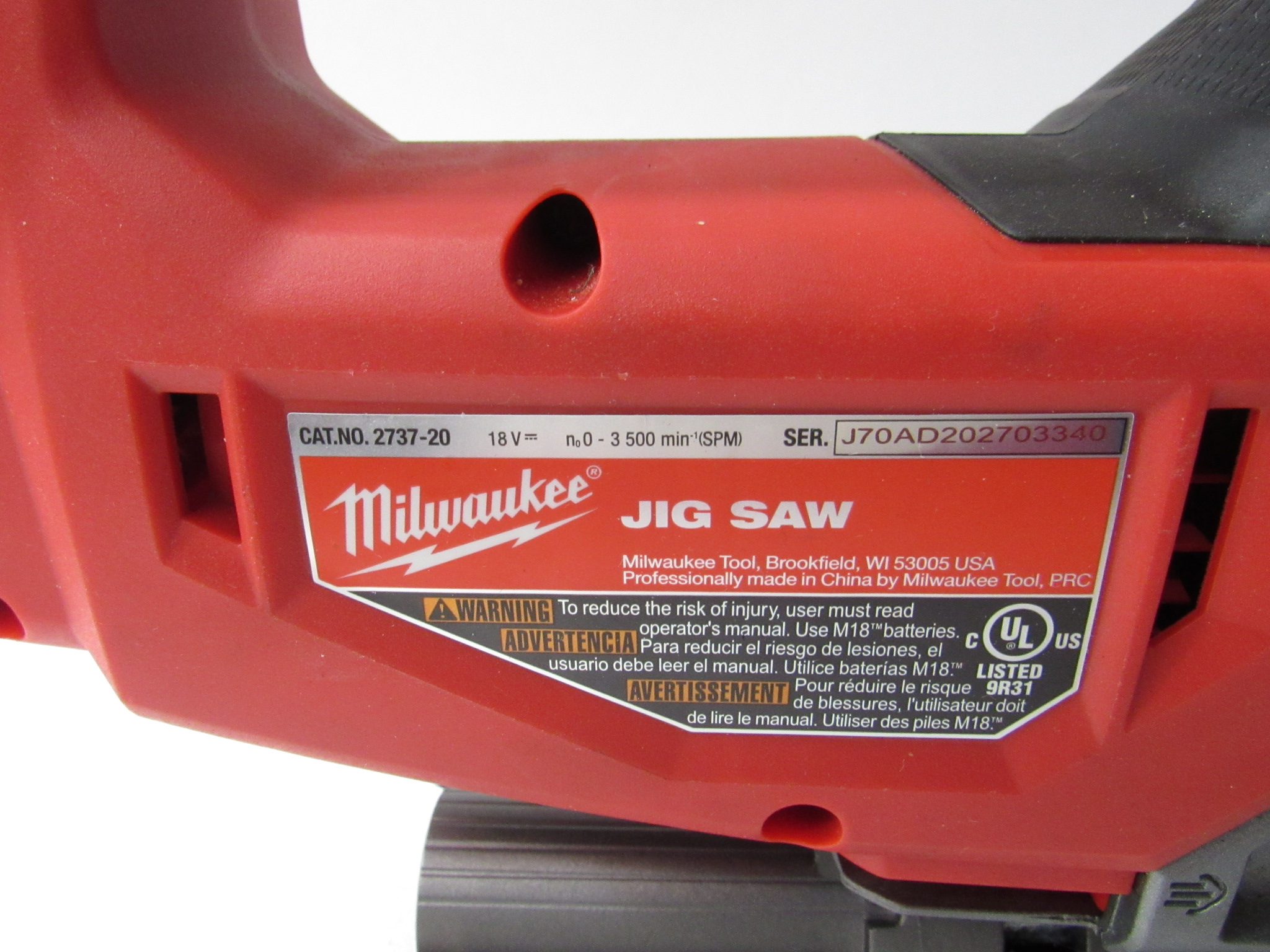 Milwaukee 2737-20 M18 FUEL 18-Volt Lithium-Ion Brushless Cordless Jig Saw