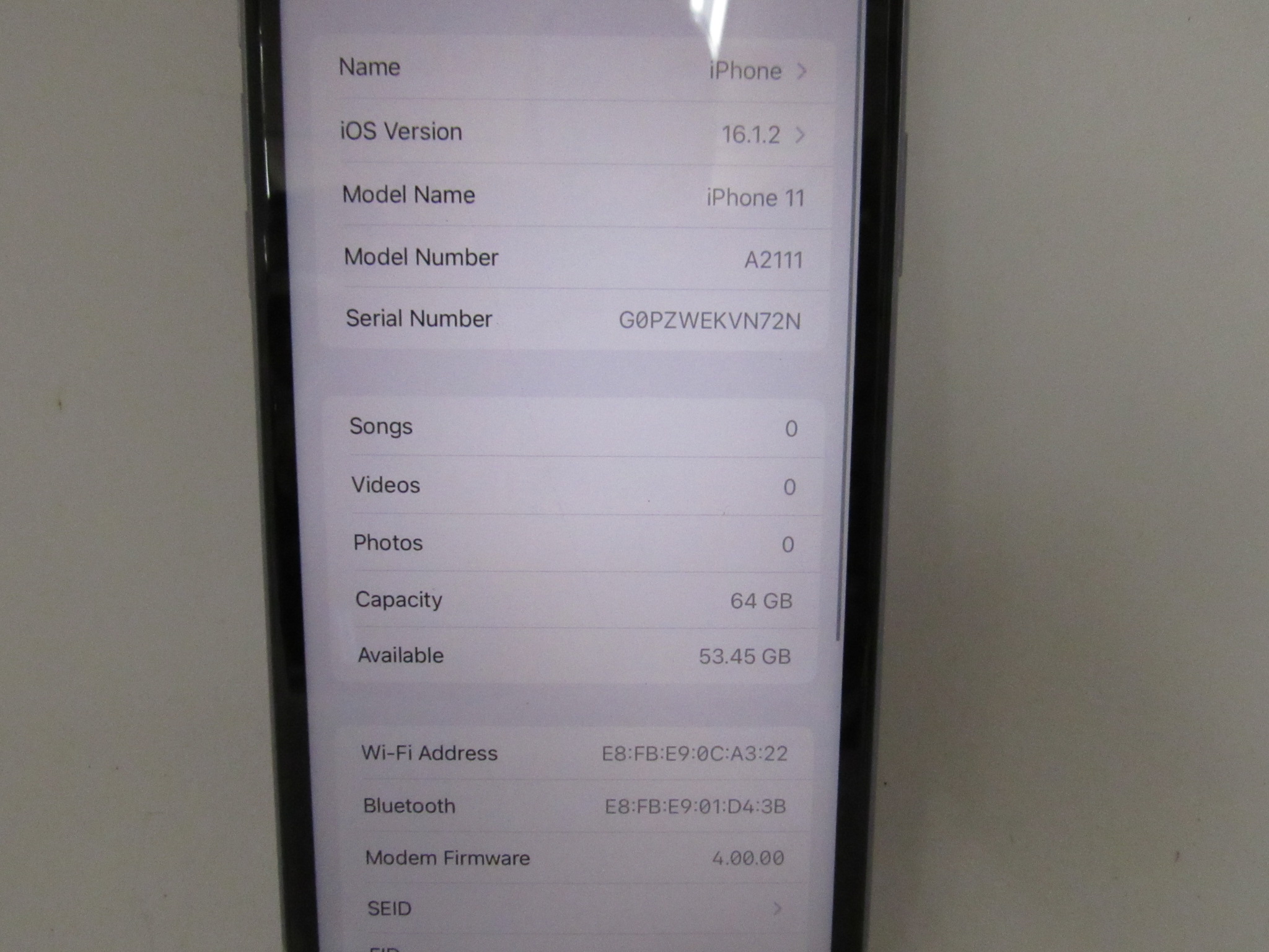 Apple iPhone 11 A2111 MWKR2LL/A 64GB Purple No SIM Restrictions