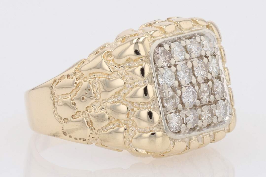 .64ctw Round Diamond Cluster Nugget Statement Ring 10k Multi-Tone Gold ...