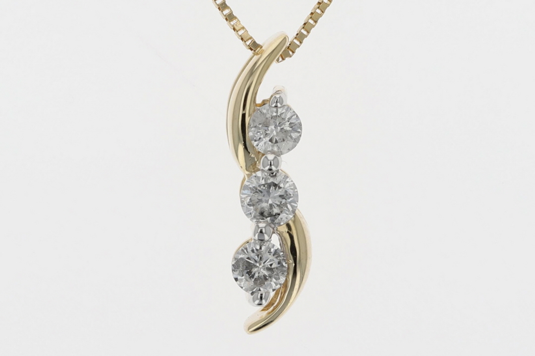 .54ctw Round Cut Diamond Prong Set Pendant on 18" Necklace 14k Yellow Gold