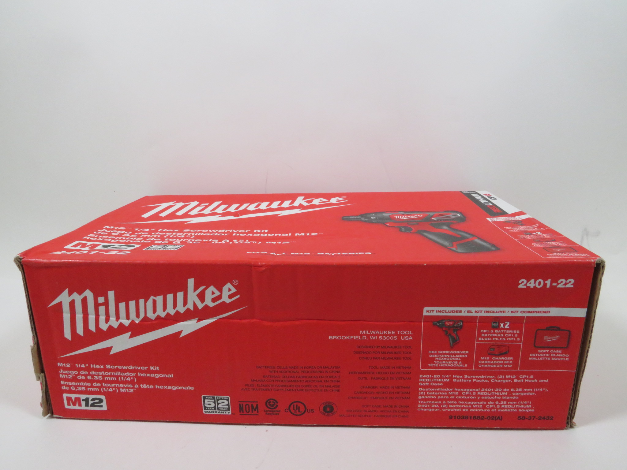 Milwaukee 2401-22 M12 1/4" Cordless Screwdriver Kit