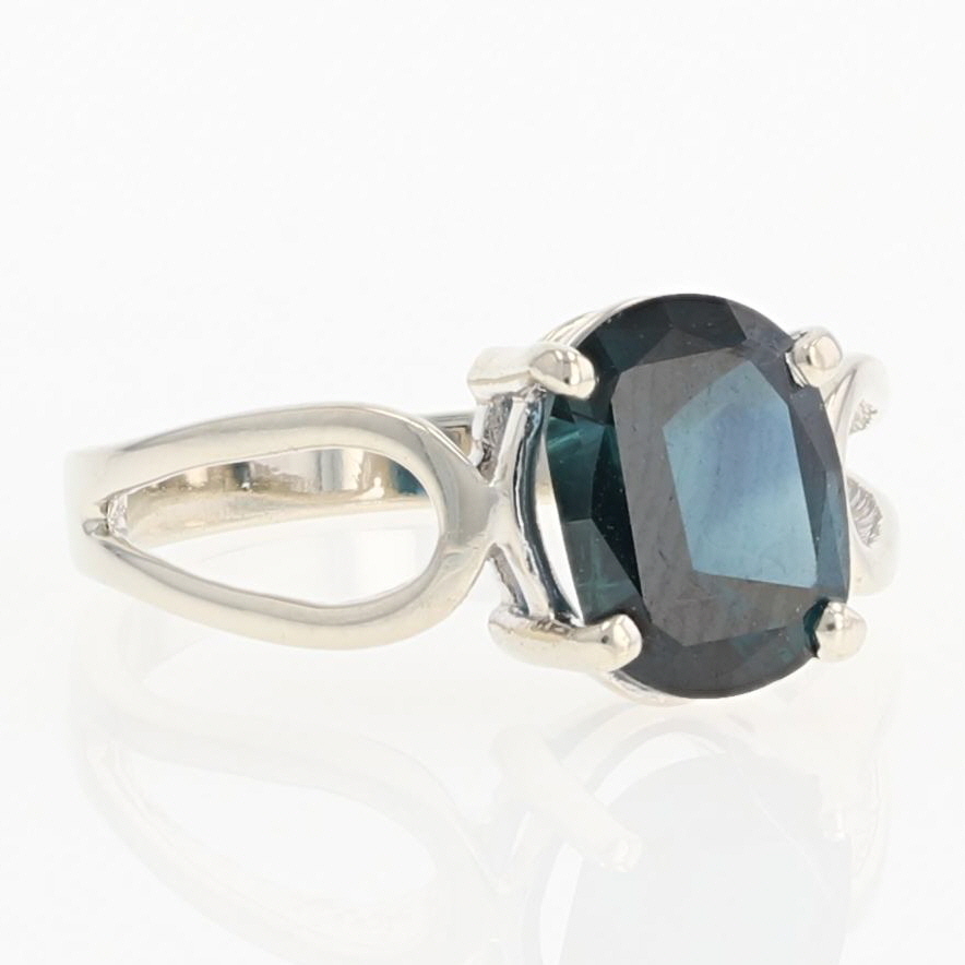 2.97ct Oval Sapphire Solitaire Split Shank Statement Ring 10k White ...