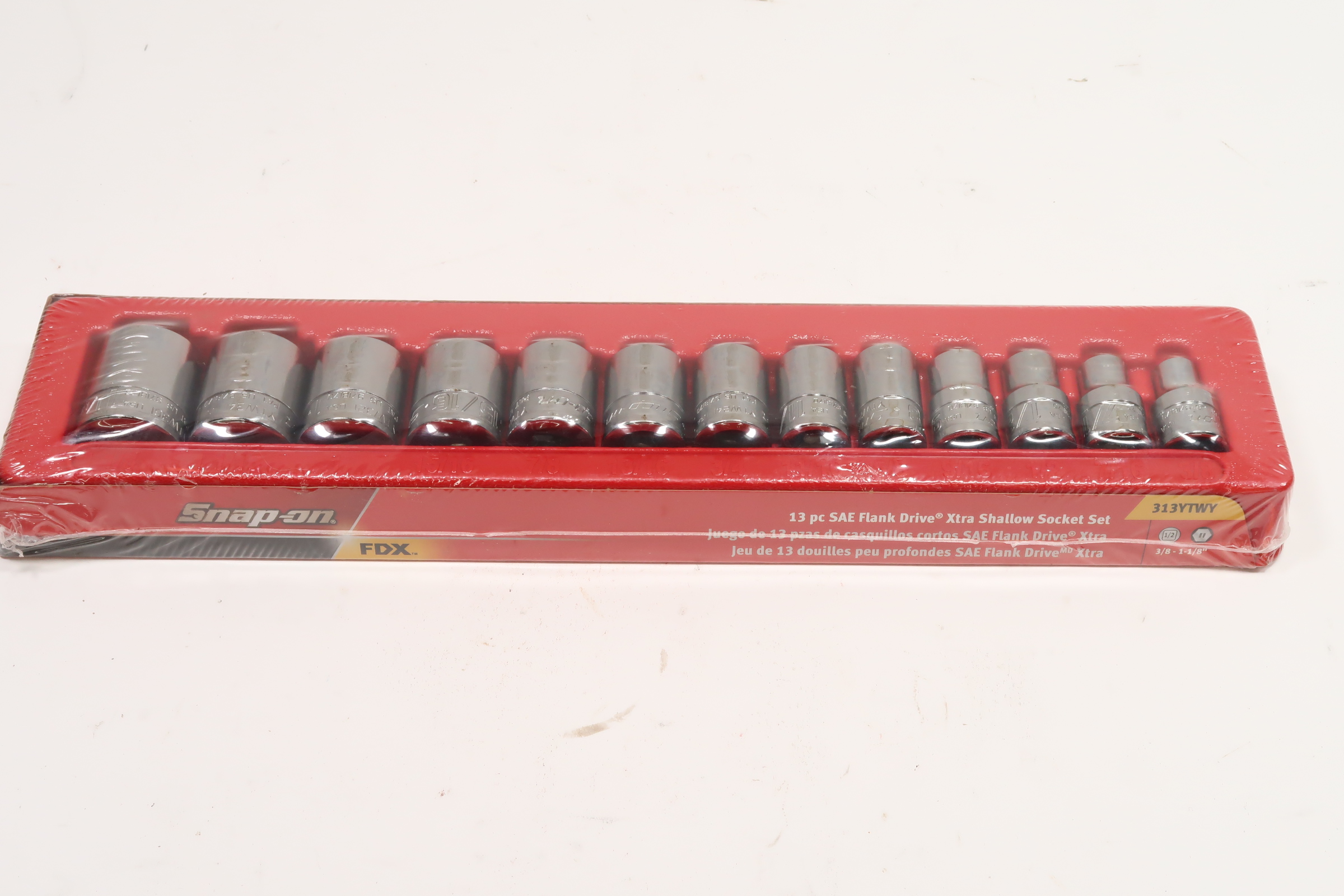Snap-on Tools 313YTWY 13pc 1/2" Drive SAE Flank Drive Xtra Shallow Socket Set