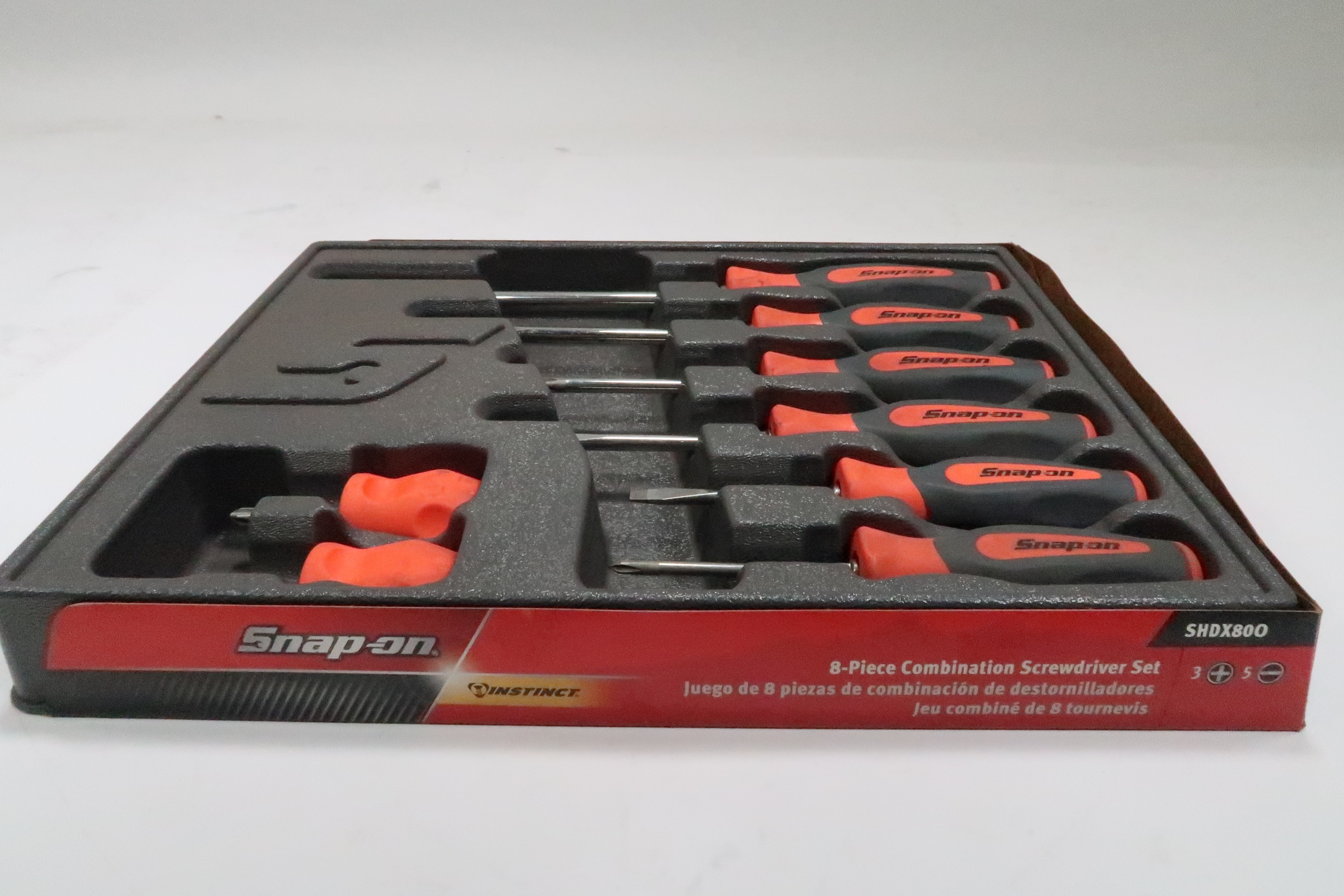 Snap-on Tools SHDX800 8pc Orange Hard Grip Combination Screwdriver Set 0793
