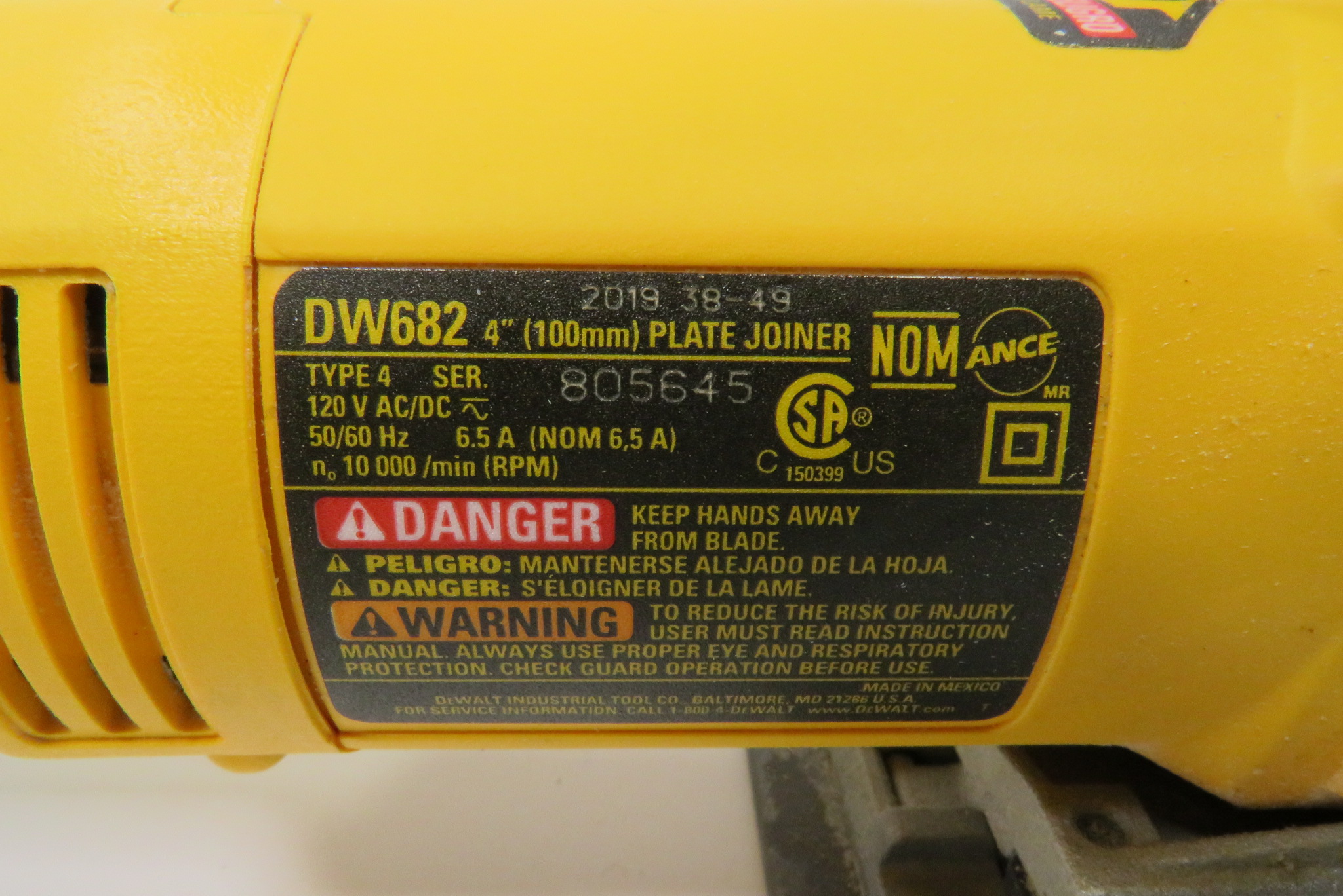 DeWalt DW682 6.5 Amp 4" Corded Plate Joiner