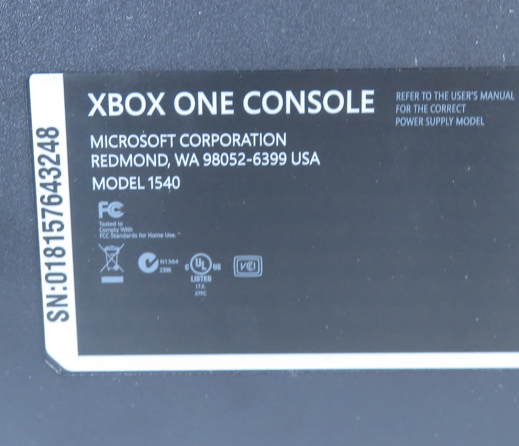 Microsoft Xbox One 1540 500GB HDD Black Body Home Video Game Console 2427