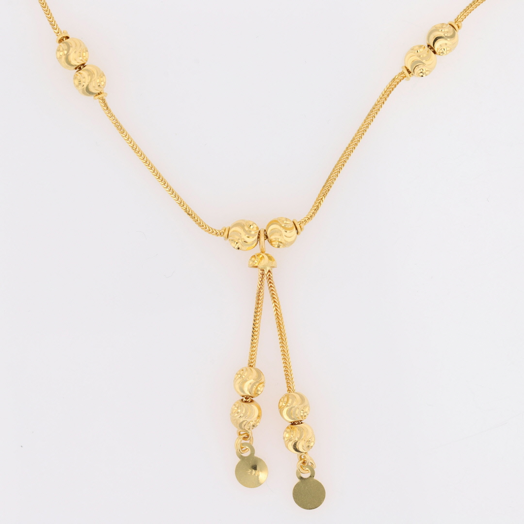 1mm Foxtail Link Chain Statement 17" Lariat Necklace 21k Yellow Gold 7. ...