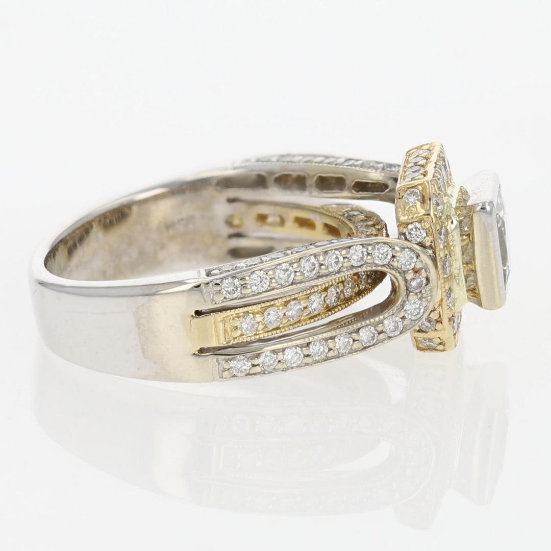 1.43ctw Princess Cut Diamond Halo Engagement Ring 14k Multi-Tone Gold ...