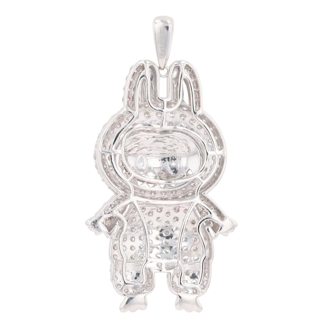 2.50ctw Lab-Created Round Cut Diamond Labubu Pendant No Chain Sterling ...