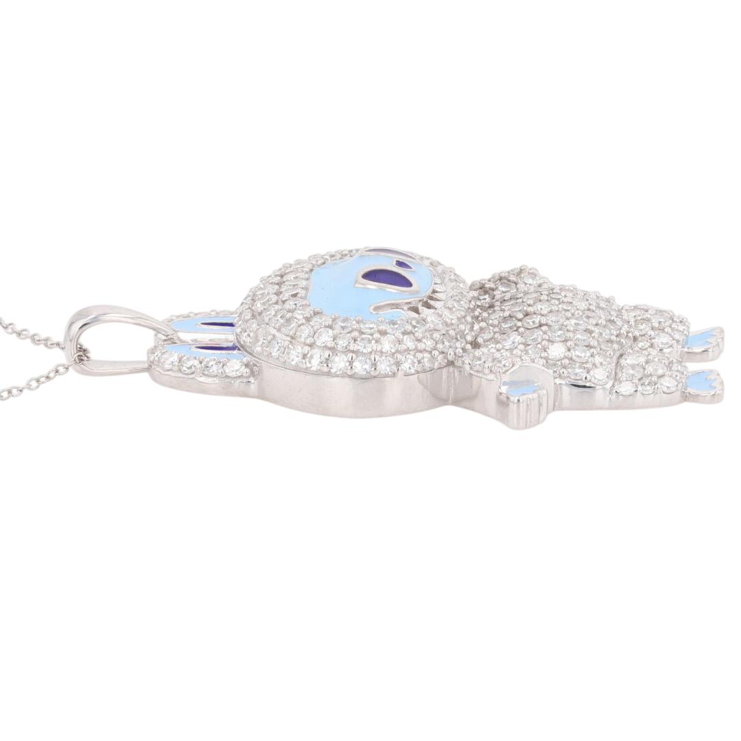 2.50ctw Lab-Created Round Diamond Labubu Pendant on 18" Necklace ...