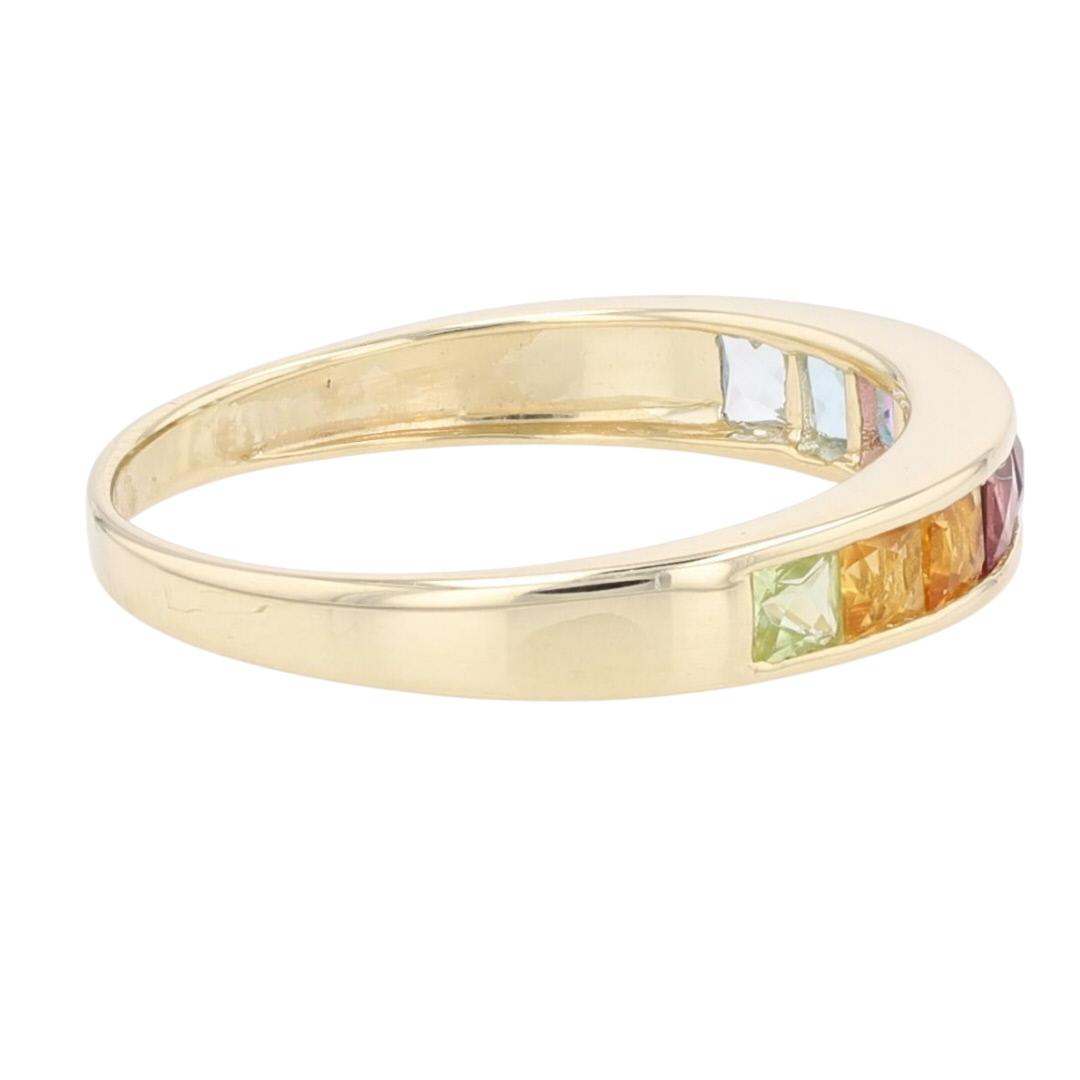 .57ctw French Cut Multi-Gemstone Rainbow Channel-Set Ring 14k Yellow ...